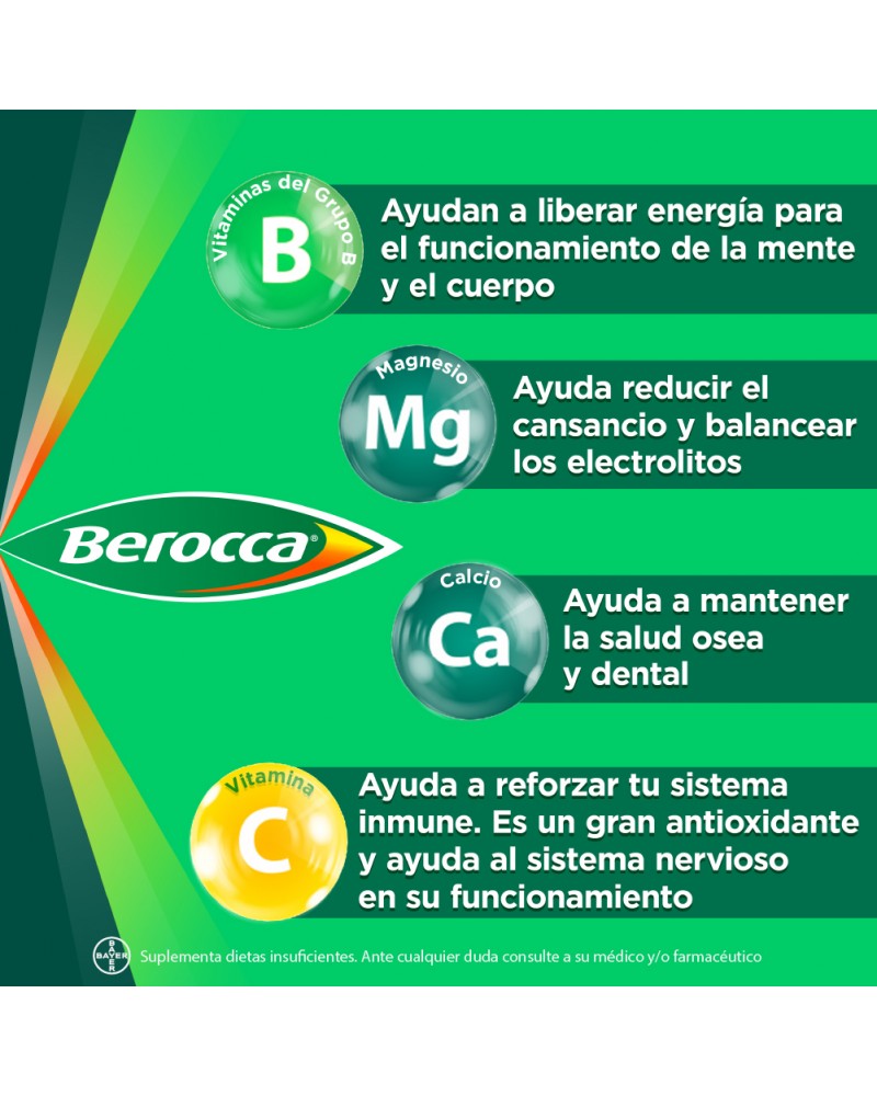 Berocca Performance Suplemento Dietario a base de Vitaminas, Calcio y ...