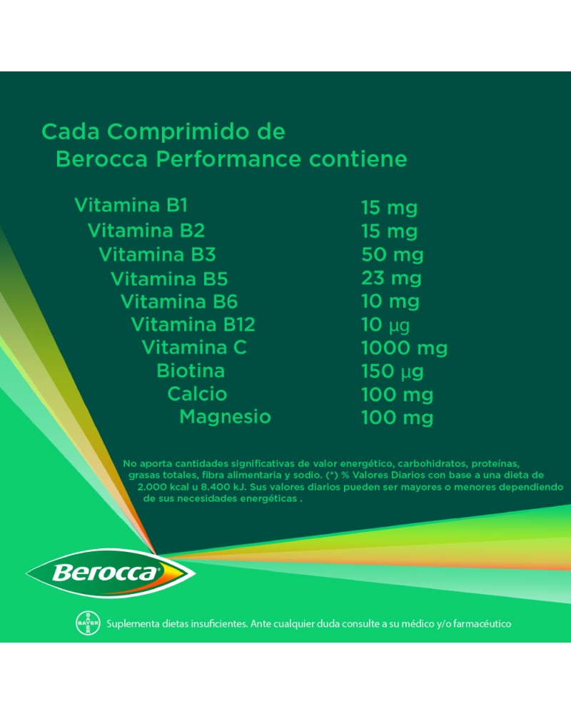 Berocca Performance Suplemento Dietario a base de Vitaminas, Calcio y ...